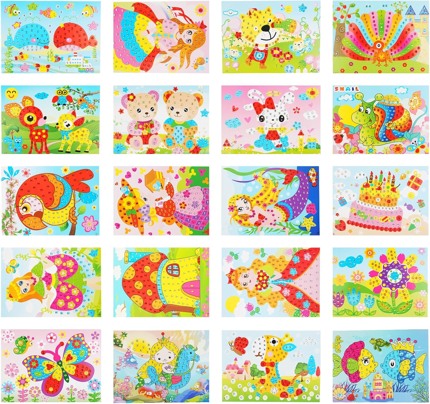 AUAUY Sticky Mosaic Picture Kit for Creating, 20PCS Mosaic Sticker Art ...