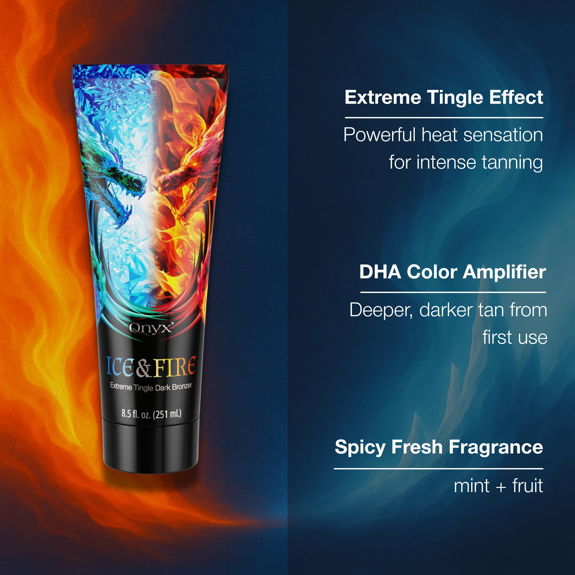 Onyx Ice & Fire Tingle Dark Bronzer | Indoor Sunbed Cream | Hot & Cold ...