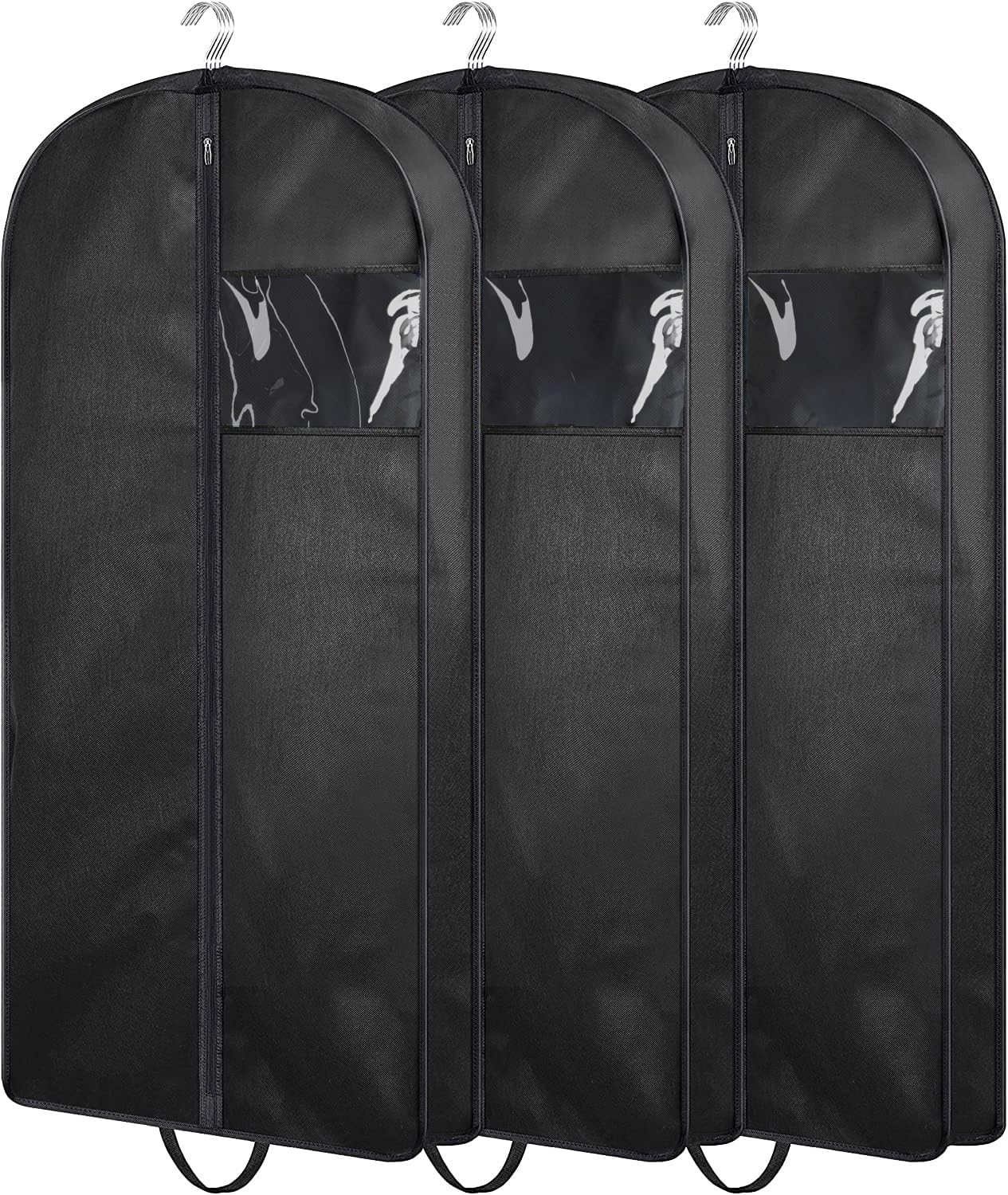 MISSLO 3 Packs Hanging Garment Bags for Clothes, 109CM Suit Bag ...