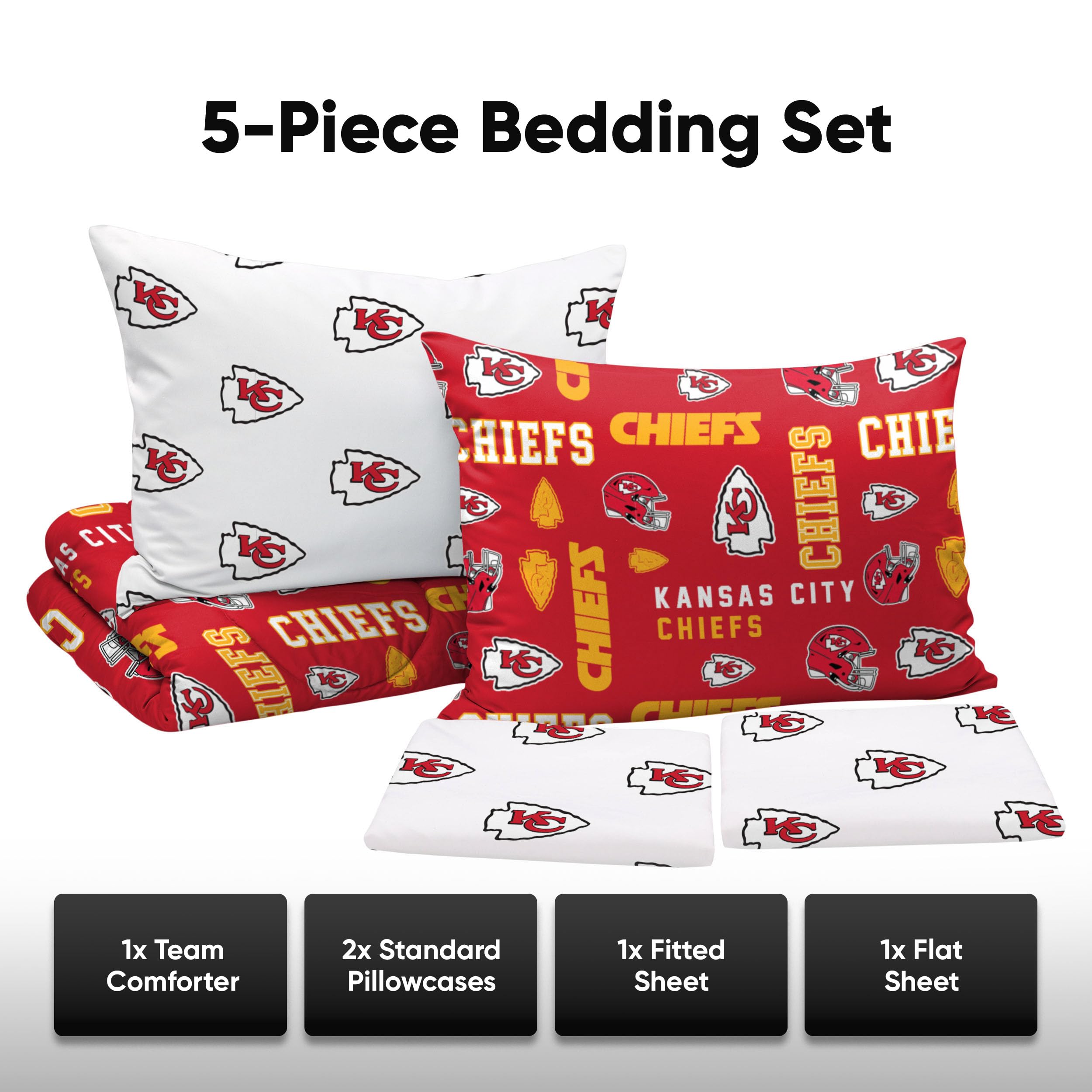 Snapklik.com : Kansas City Chiefs NFL Team Color Bed In A Bag Comforter ...