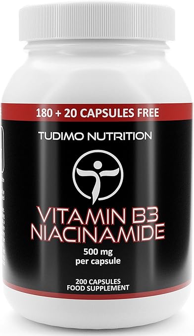 Vitamina B3 Nicotinamida 500mg - Flush Free Niacinamida 200 Capsulas (6+ Meses de Provisión ...