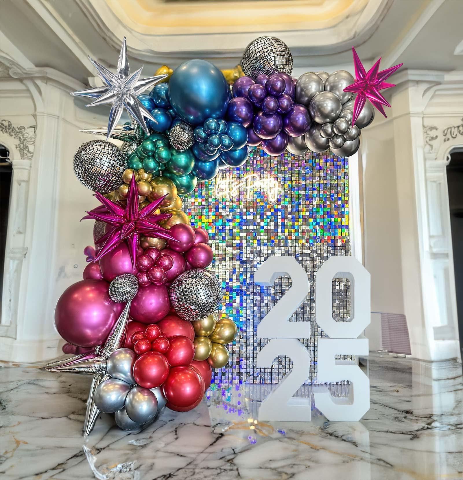 Amazon.com: Chrome Balloon grad Balloon garland Arch Kit 130pcs disco ...