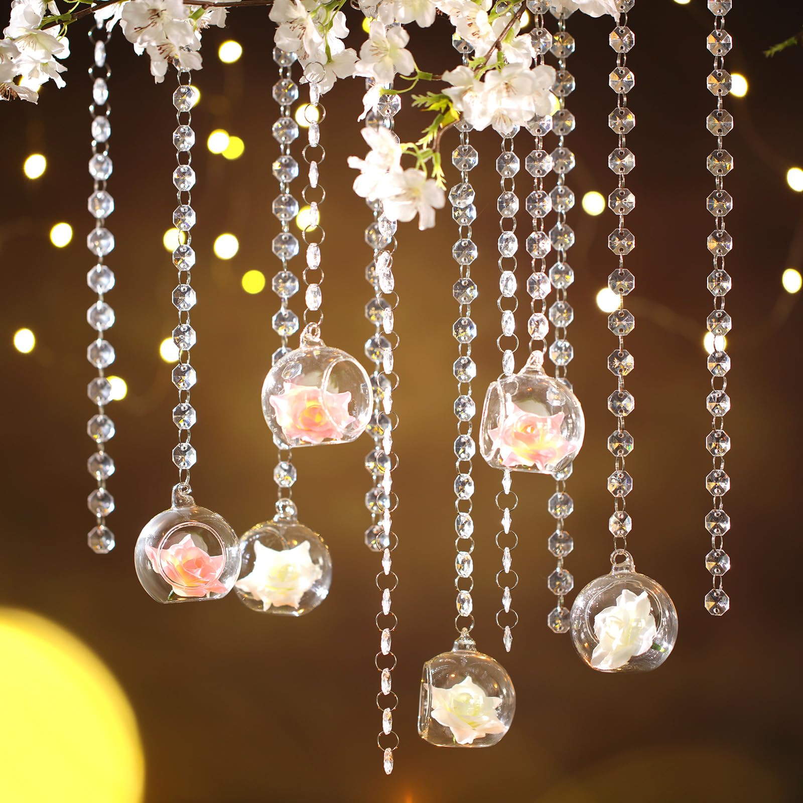Amazon.com: Yoande 12 Sets Wedding Hanging Glass Globe Hanging Tealight ...