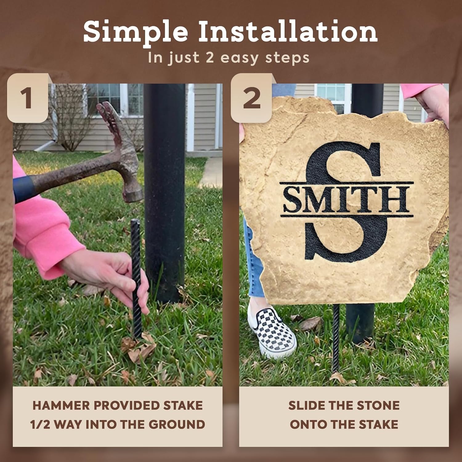 Personalized Fancy Monogram Name Landscaping Stone – Engraved Stone ...