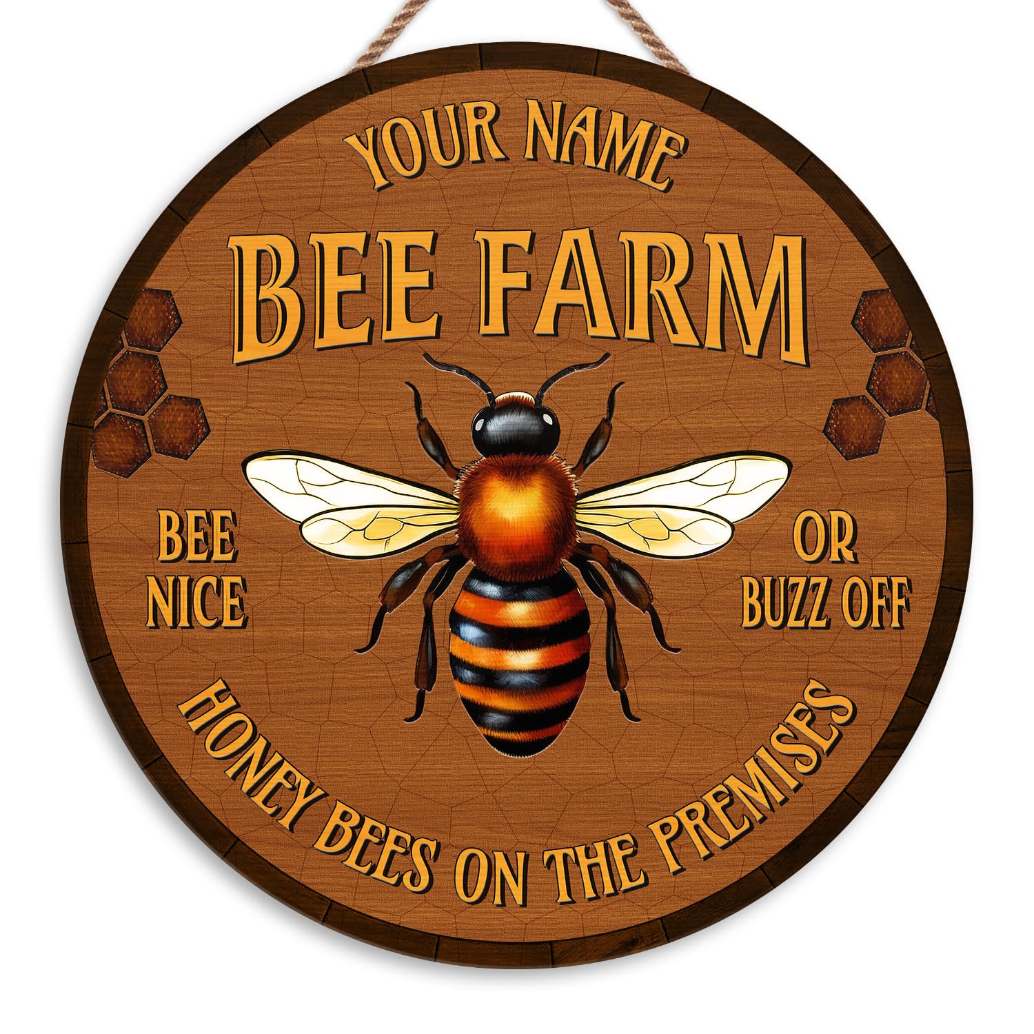 Amazon.com : Artsy Woodsy Personalized Honey Bee Wooden Sign (Not Real ...