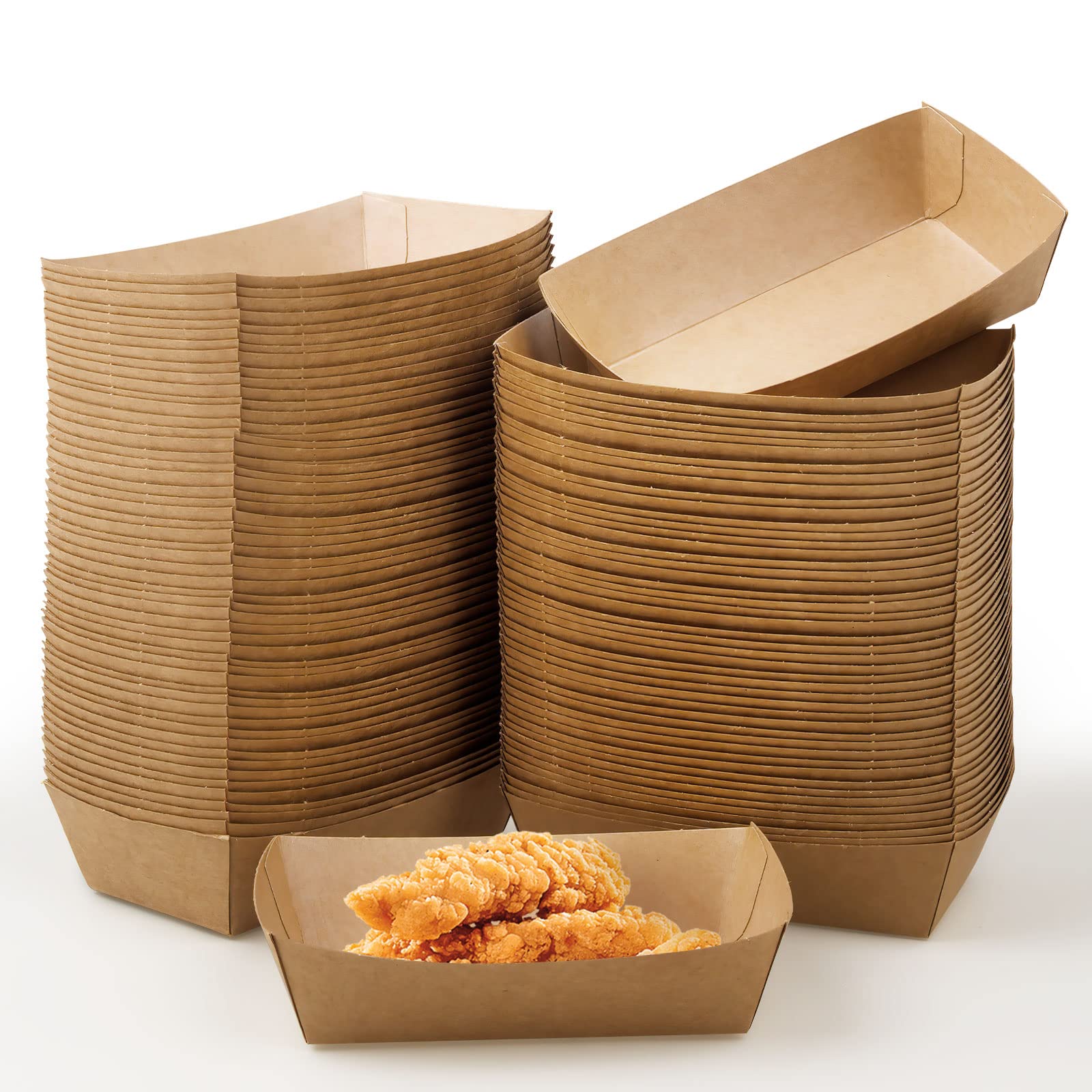 200Pcs Brown Kraft Paper Food Trays, Disposable Food Serving Boats ...
