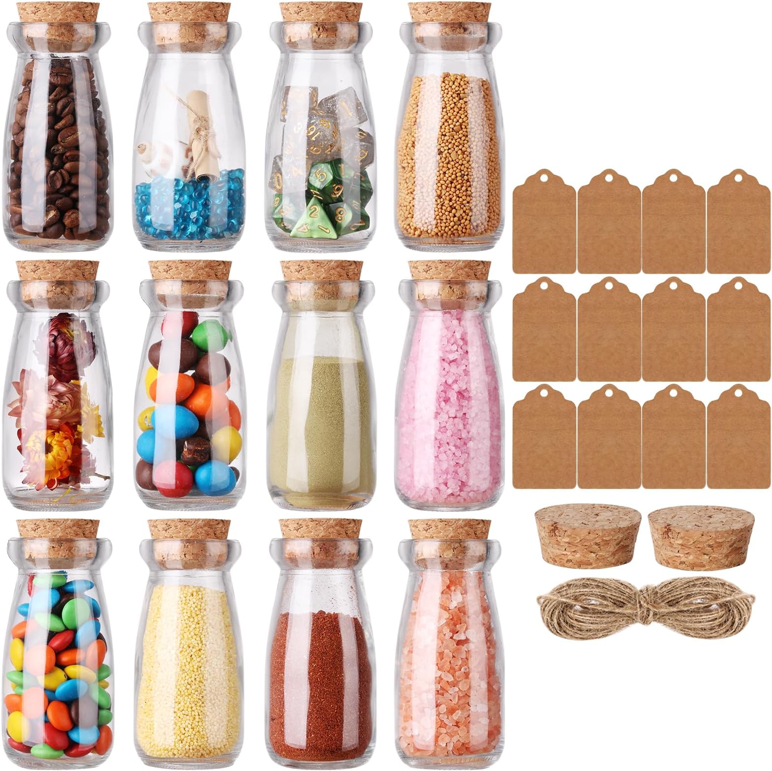 Amazon.com: CUCUMI 12pcs 3.4oz Small Glass Jars with Lids, 100ml Candy ...