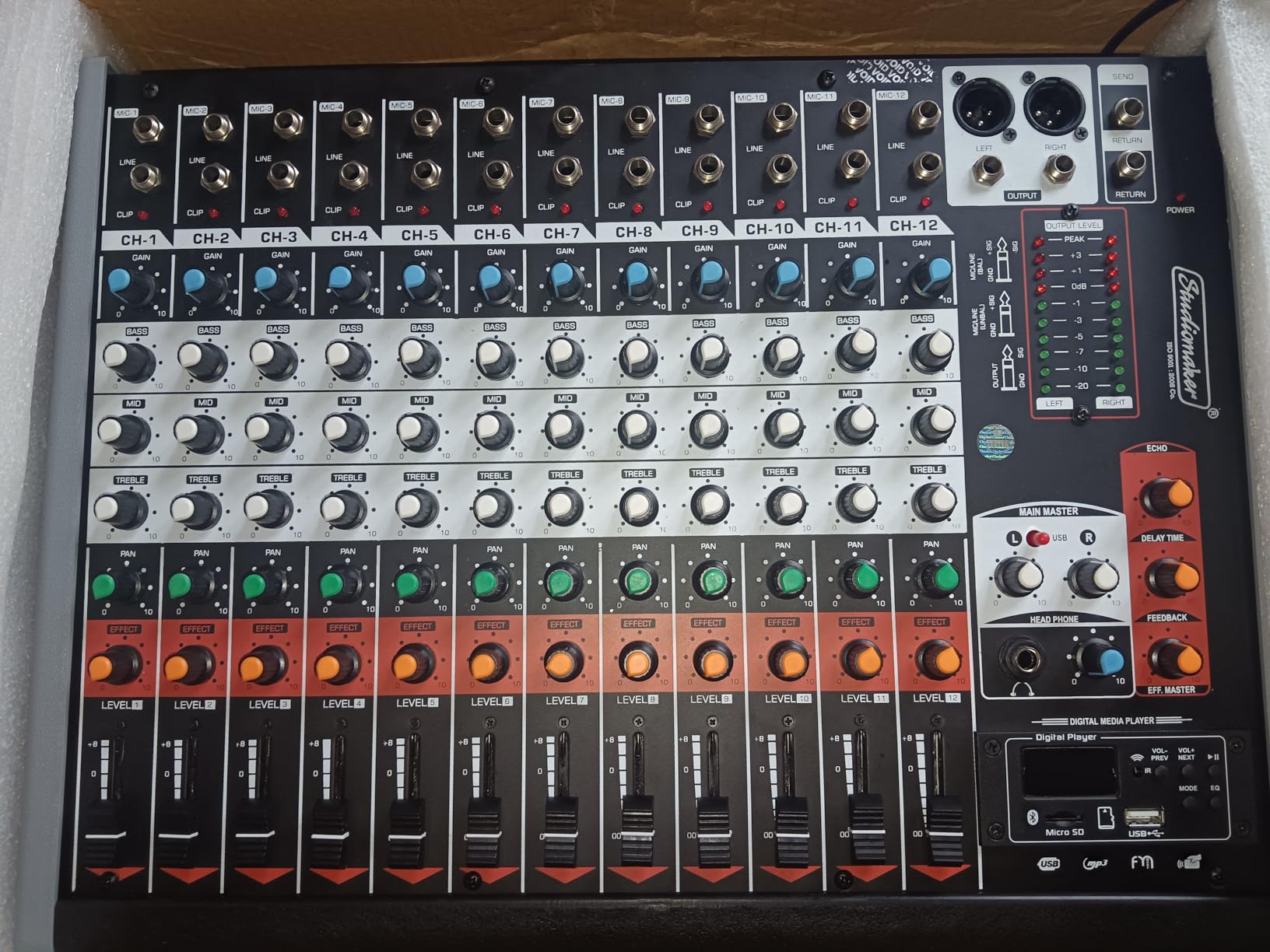 kh Professional 12 Channel Mixer Digital Stereo Echo Mixer 12-Channel ...