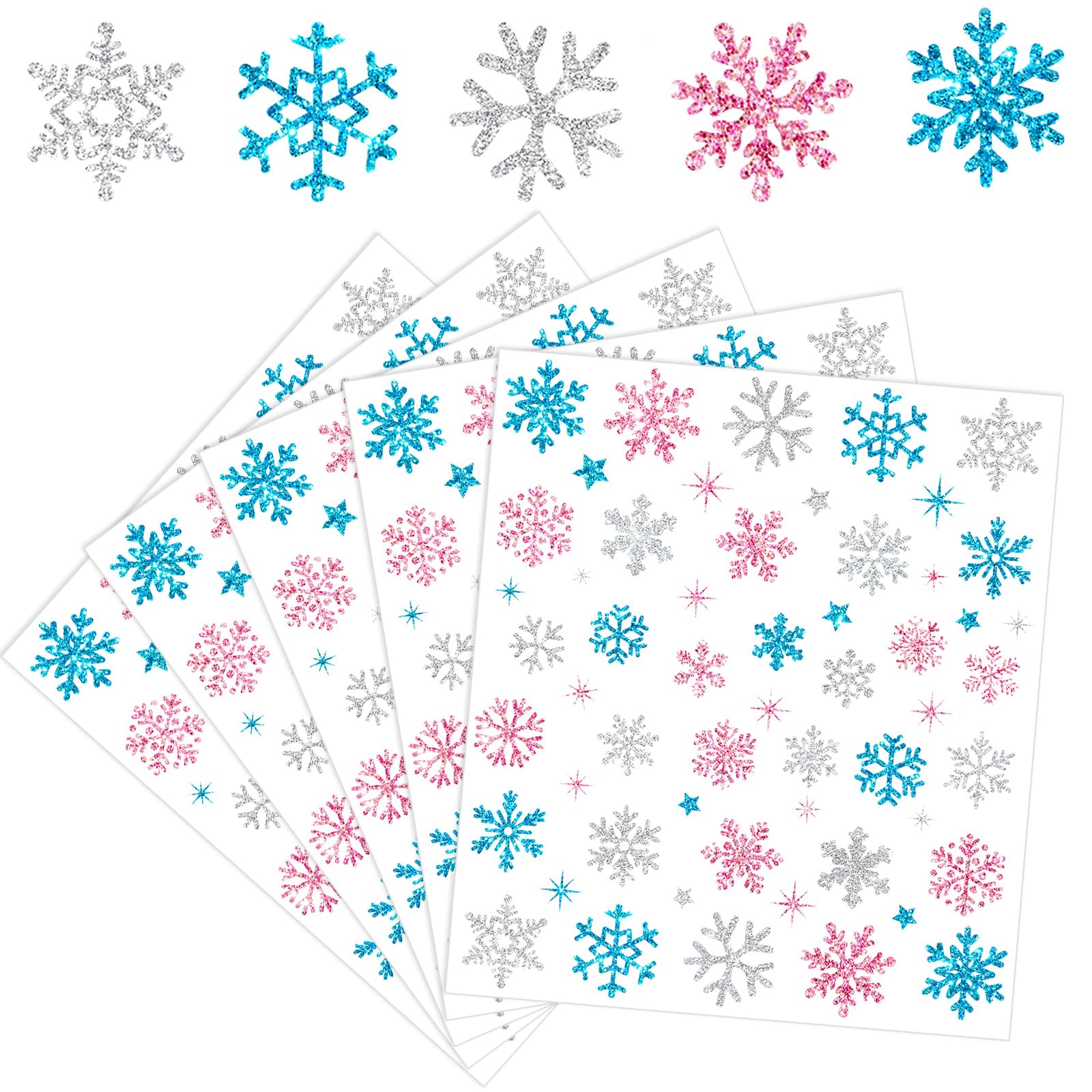 Amazon.com: Whaline 330Pcs Winter Glitter Stickers Pink Silver Blue ...