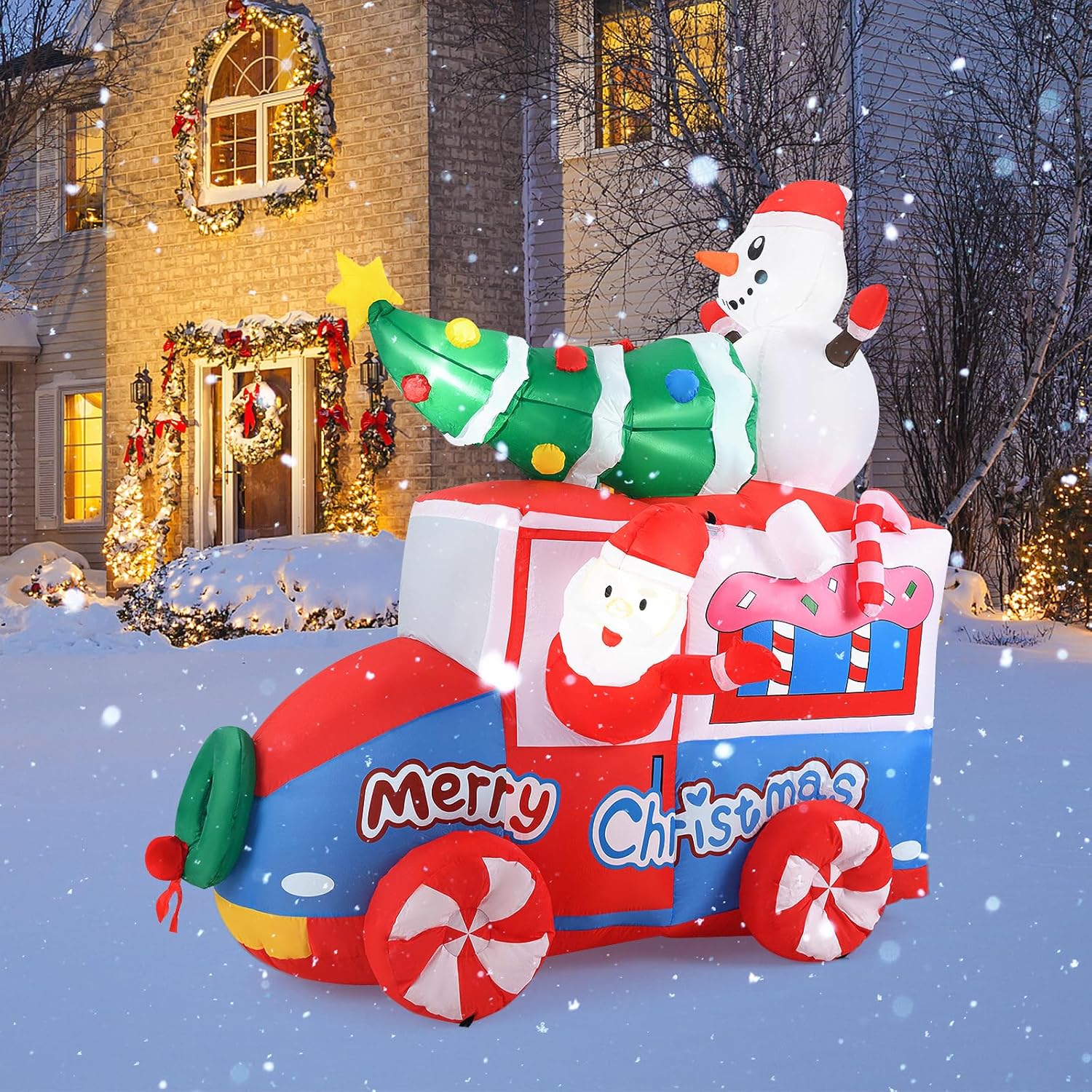 Amazon.com: Tangkula 6 FT Christmas Inflatable Santa Claus Driving Car ...