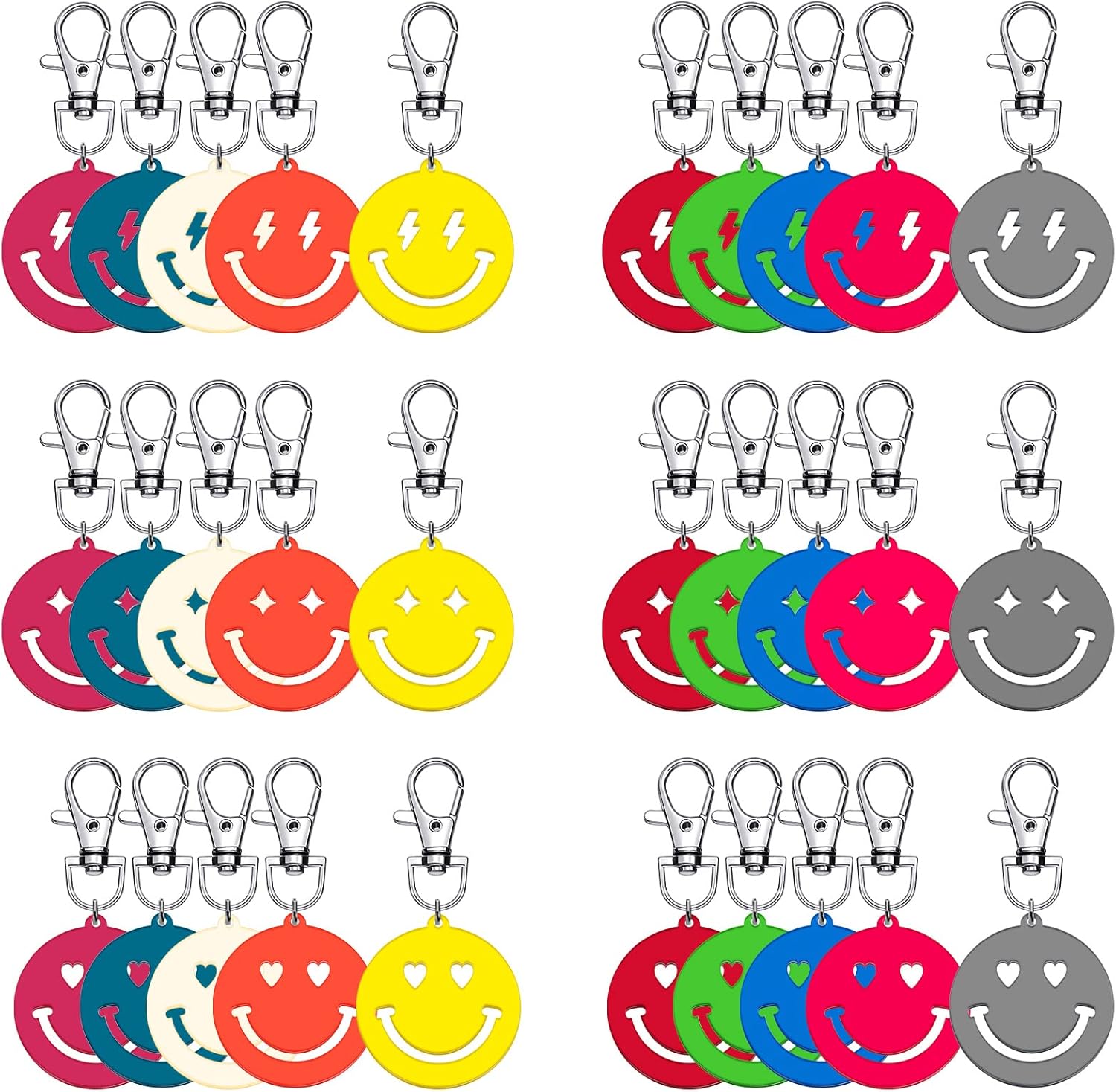 30 Pcs Smile Key Chain Acrylic Smile Expression Keychains for Women ...