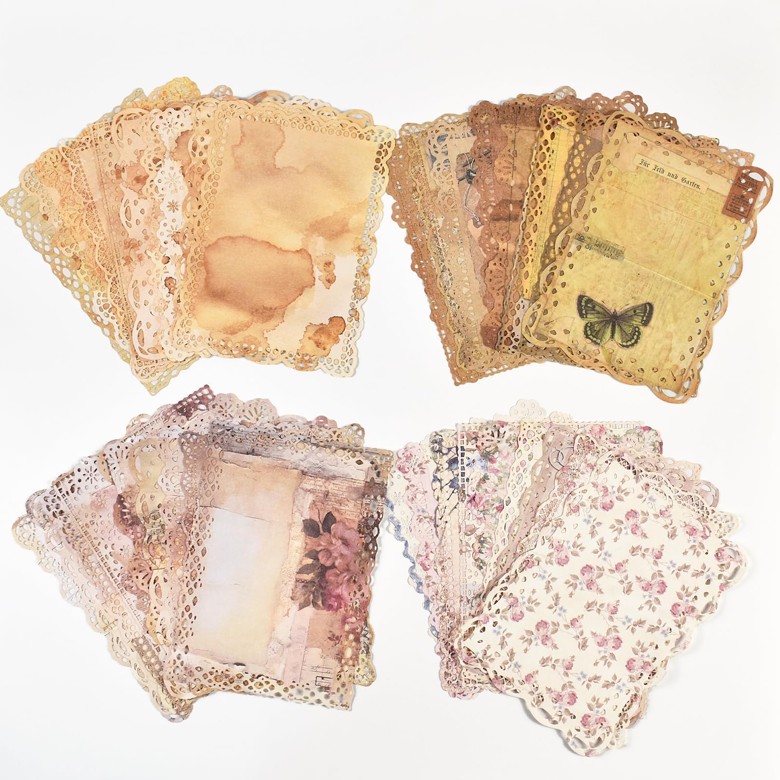 Amazon.com : Diuhofart 30 Sheets Lace Edged Vintage Scrapbook Paper ...