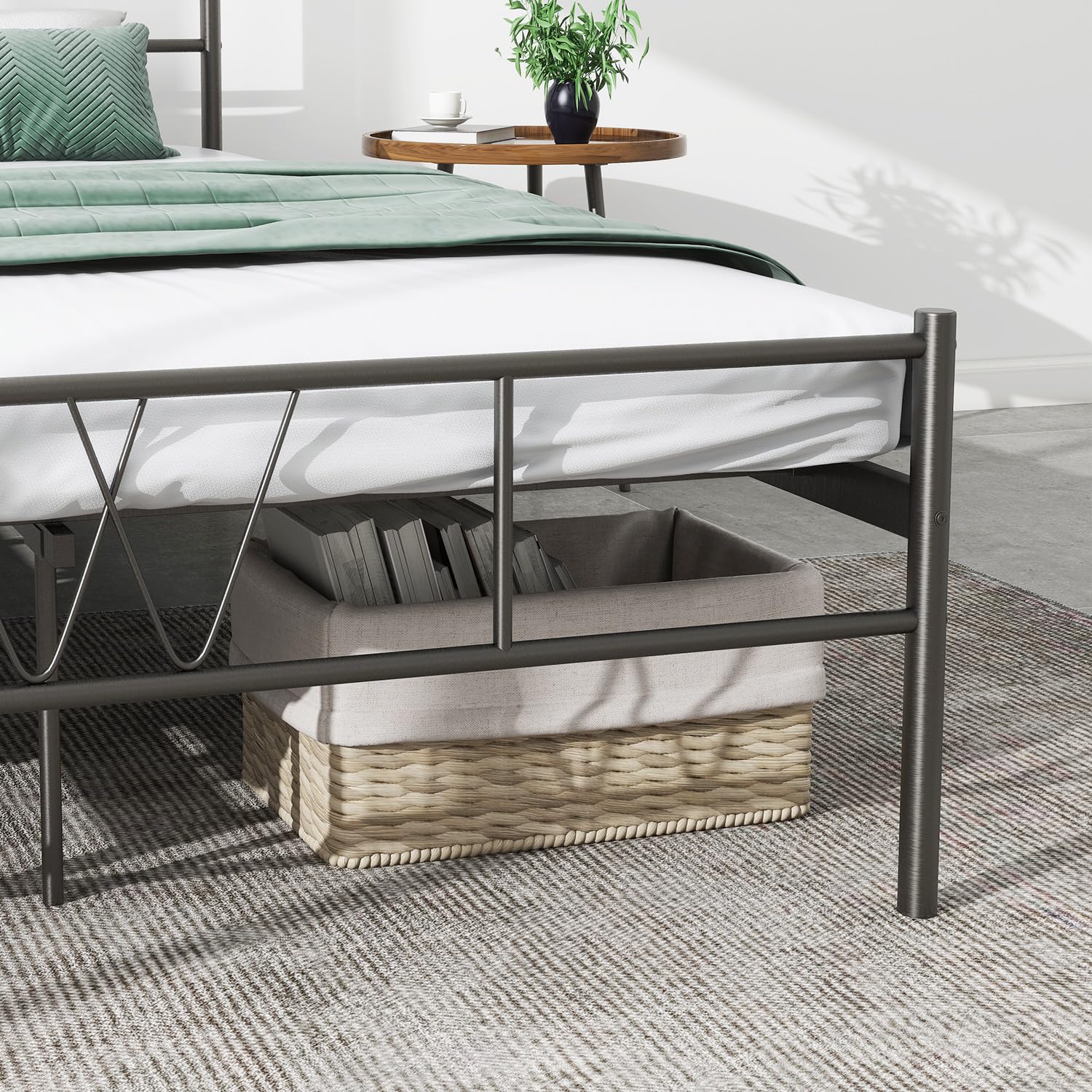 Wonder Comfort Twin Size Bed Frame Metal Platform with Headboard and ...