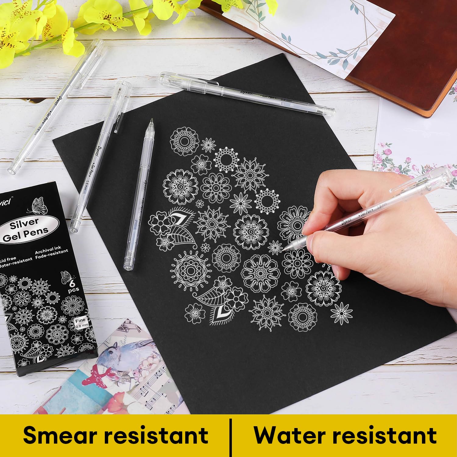 Snapklik.com : Metallic Silver Gel Pens, 0.8 Mm Fine Pens Gel Ink ...