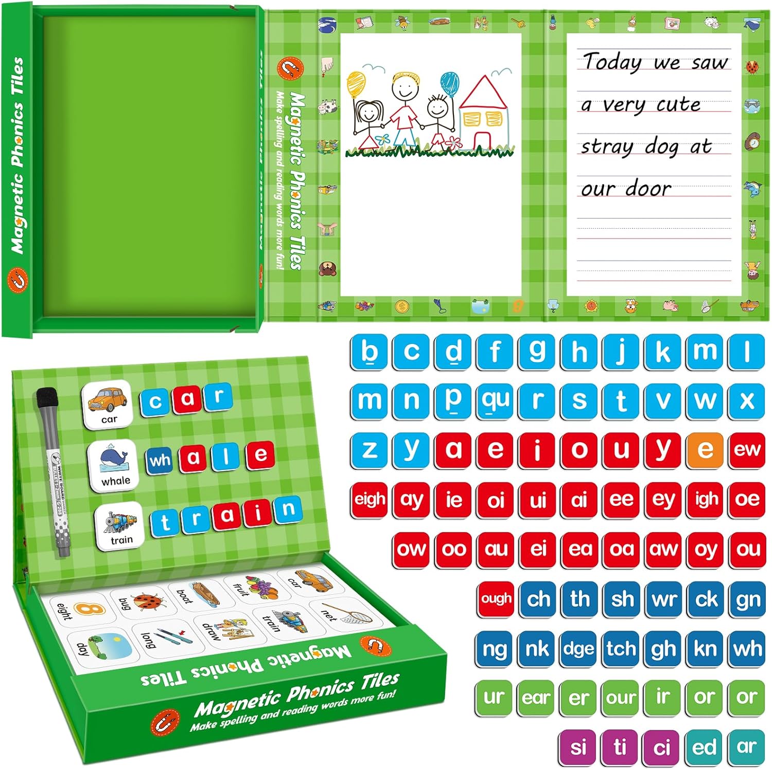 Amazon.com: Aizweb Phonics Magnetic Letters Tiles,Phonics Games Hooked ...