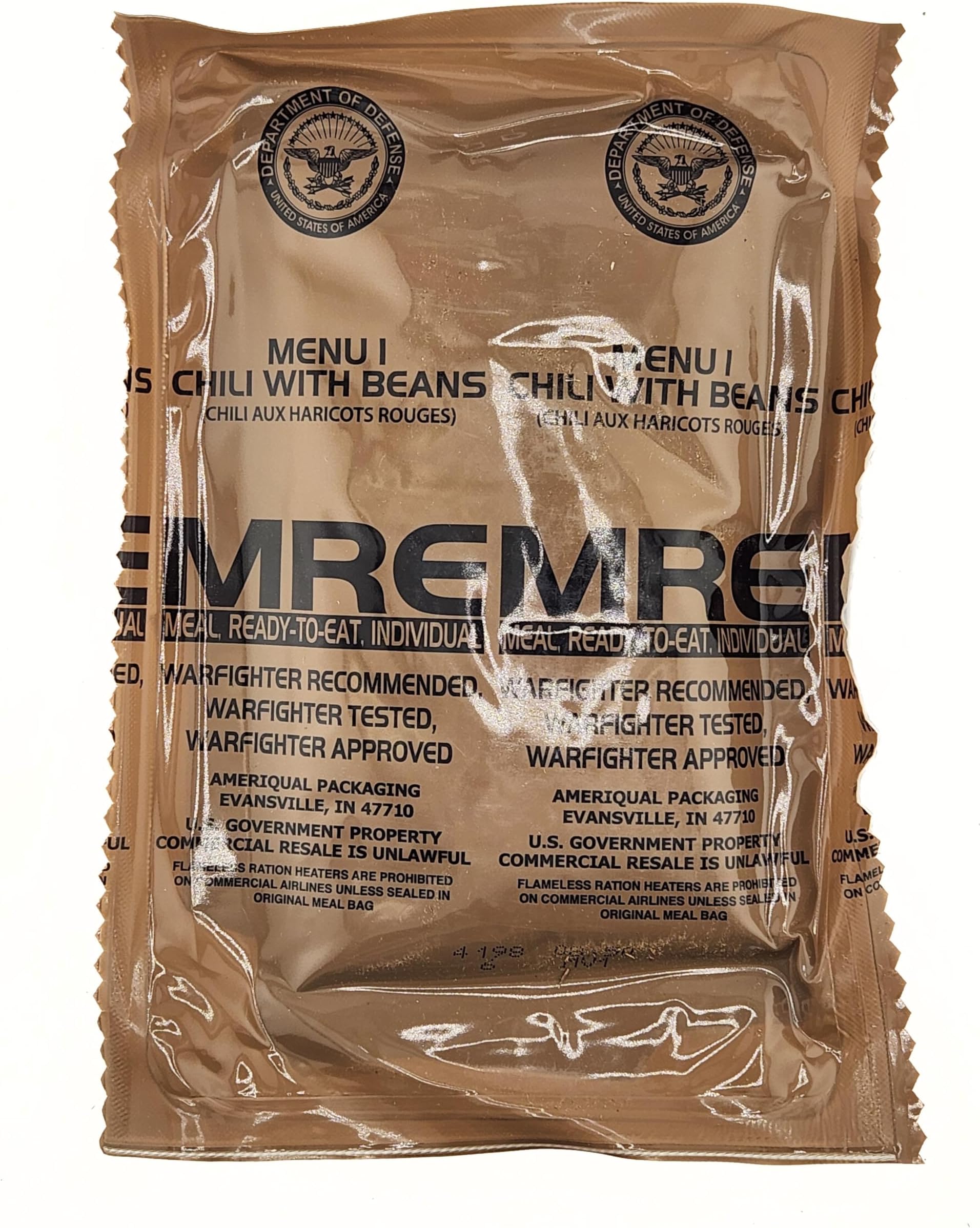 Amazon.com : Genuine Military MRE Meal 23 with Inspection Date of 2021 ...