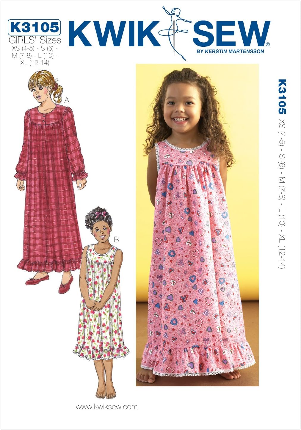 Amazon.com: Kwik Sew K3105 Nightgowns Sewing Pattern, Size XS-S-M-L-XL ...