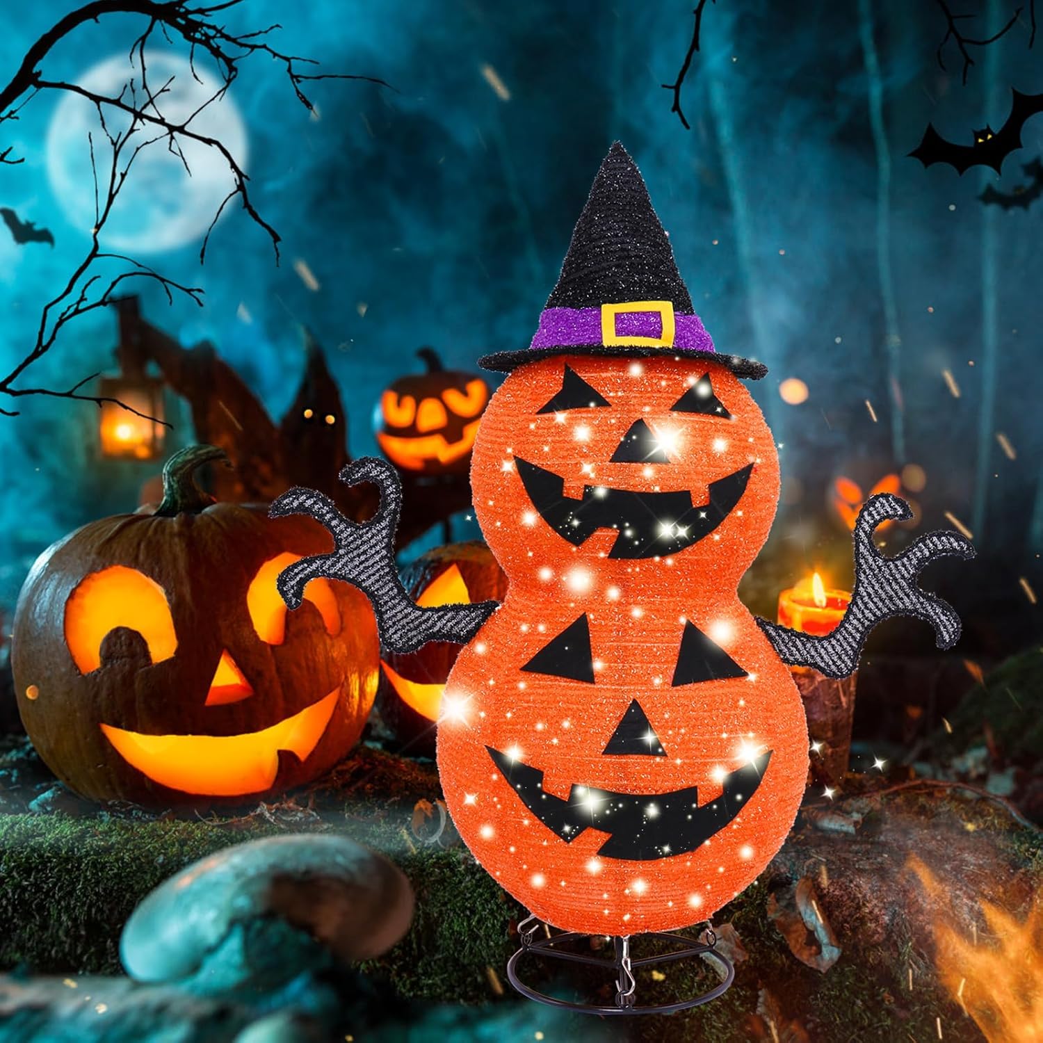 Amazon.com: 2.6FT Halloween Collapsible Pumpkin Decorations, 2 Layer ...