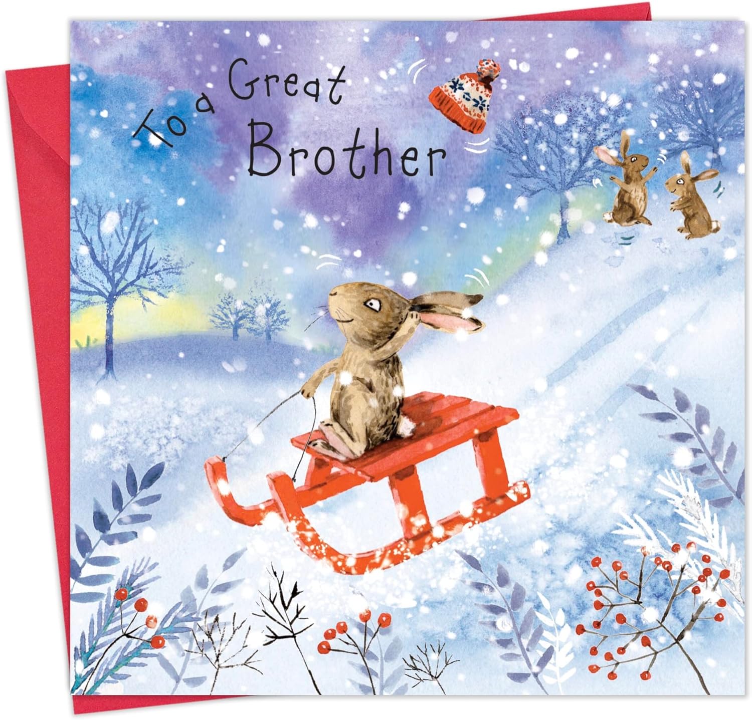 Amazon.com : Twizler Merry Christmas Card for Brother with Rabbits ...
