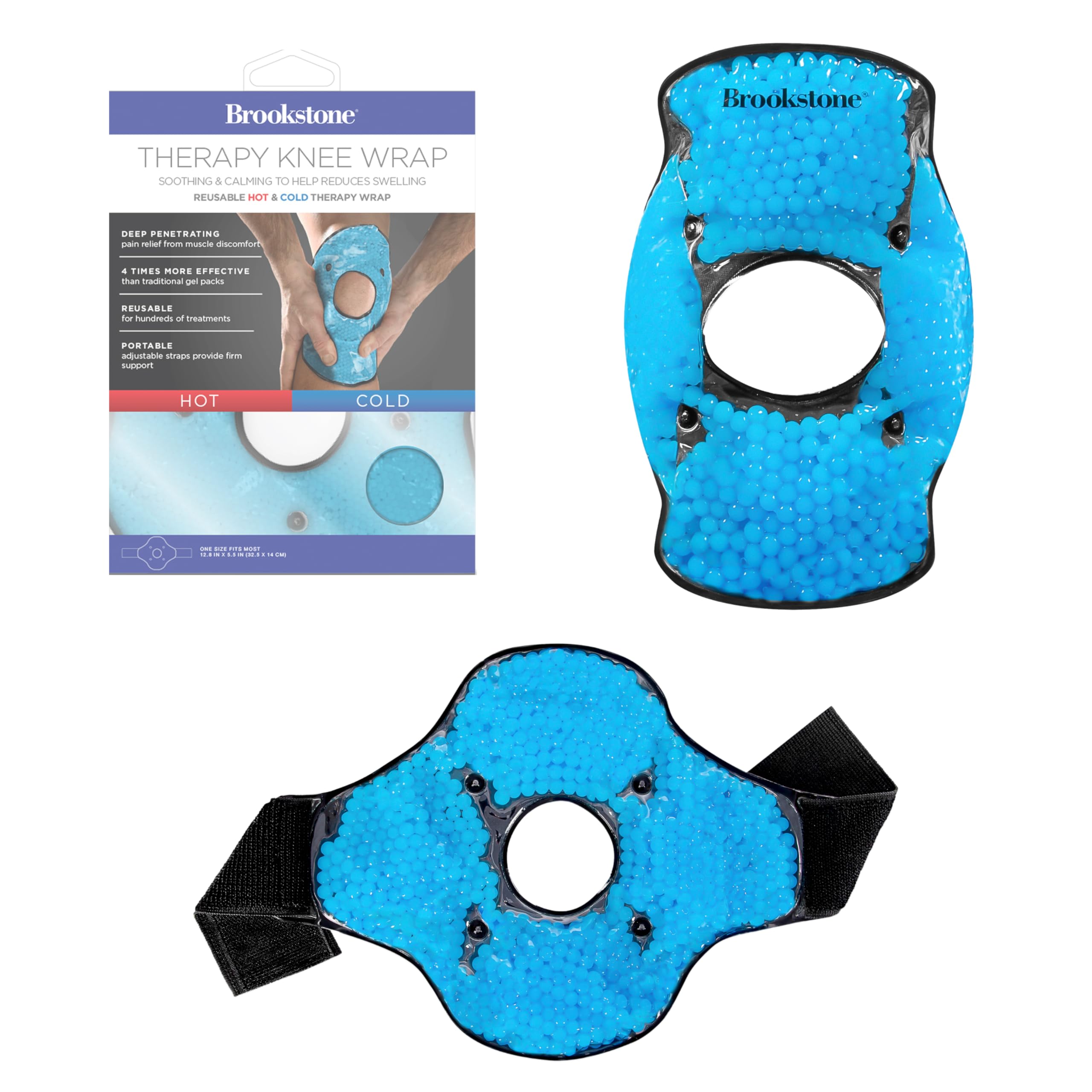 Amazon.com: Brookstone Knee Ice Pack Wrap with Silica Beads - Hot and ...