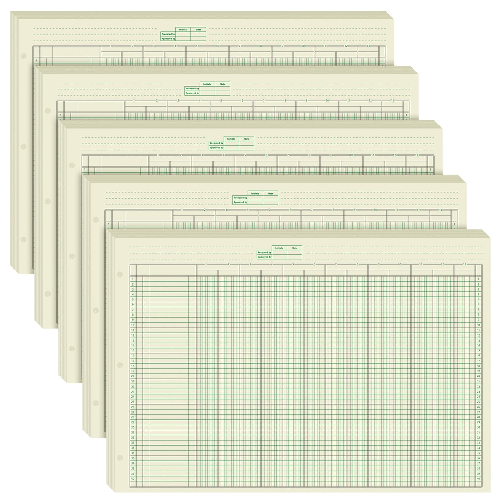Amazon.com : Fulmoon 5 Pack 250 Sheets Ledger Paper Accounting Columnar ...