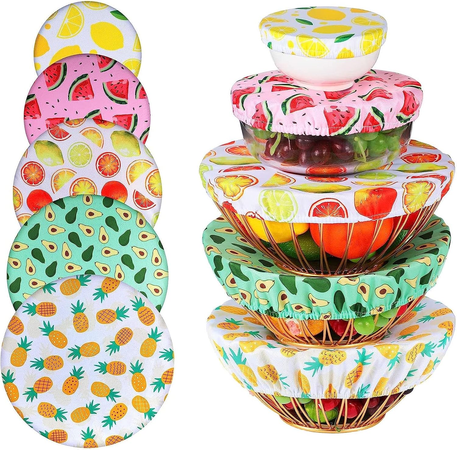 10 Pieces 5 Size Bowl Covers Reusable Elastic Food Storage Cover ...