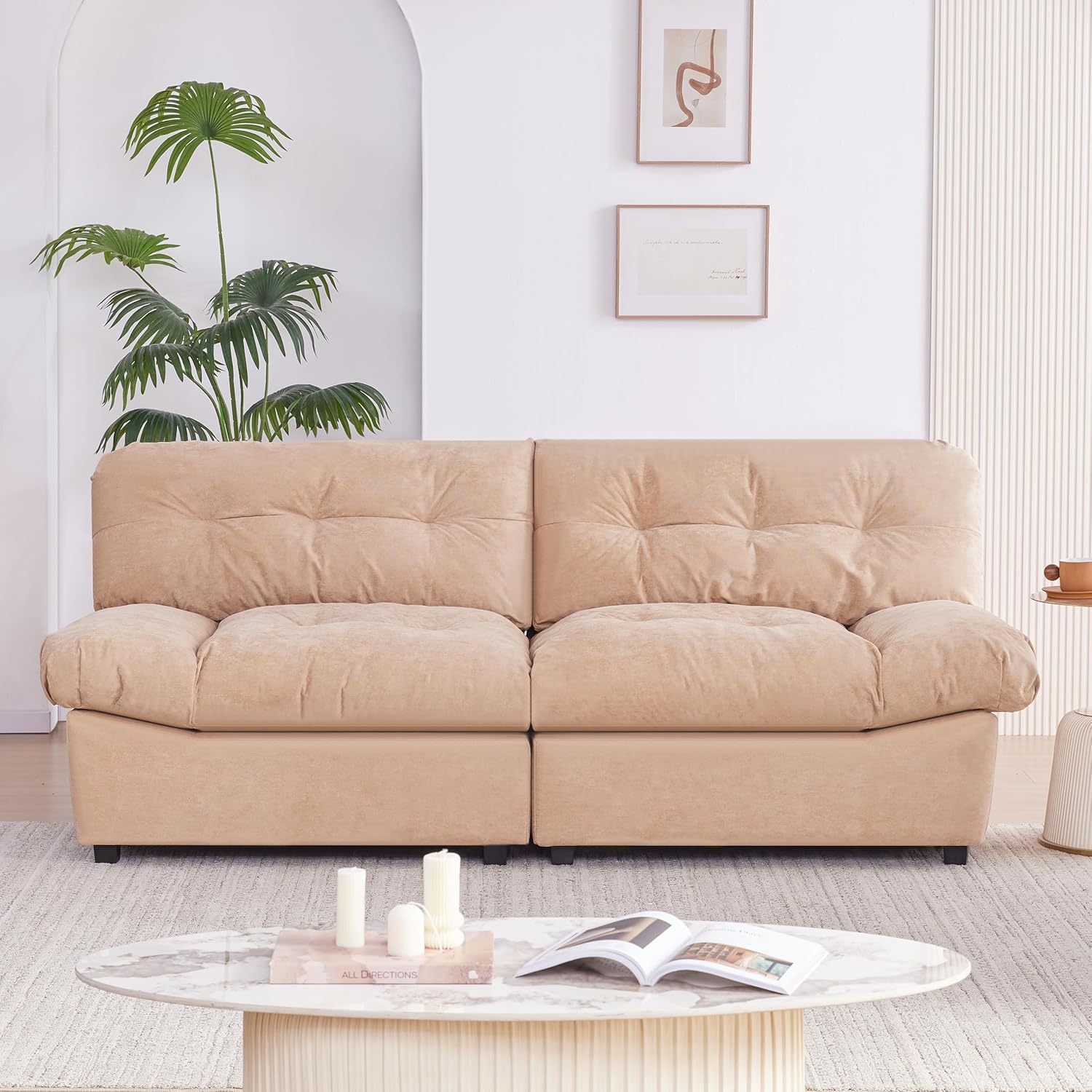 Amazon.com: Mangodan 80" Chenille Cloud Deep Seat Couch Loveseat for ...