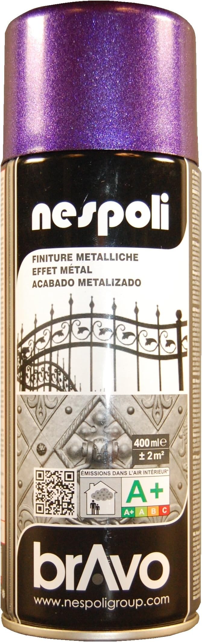 NESPOLI Aérosol peinture professionnelle métallisé violet 400 ml ...