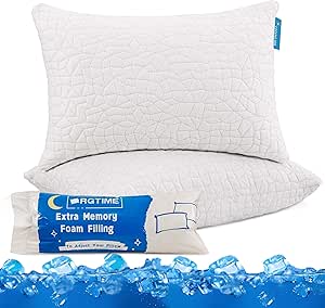 Amazon.com: RGTIME Cooling Pillows for Sleeping, Adjustable Shredded Memory Foam Bed Pillows ...