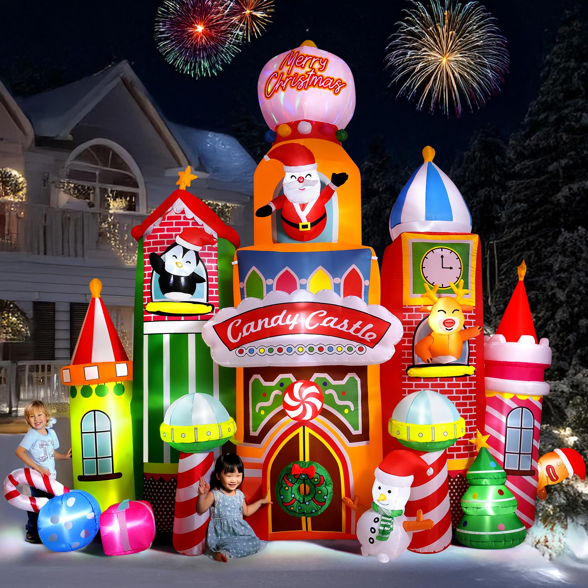 Amazon.com: 13.5 FT Tall Candy Castle Christmas Inflatables Outdoor ...