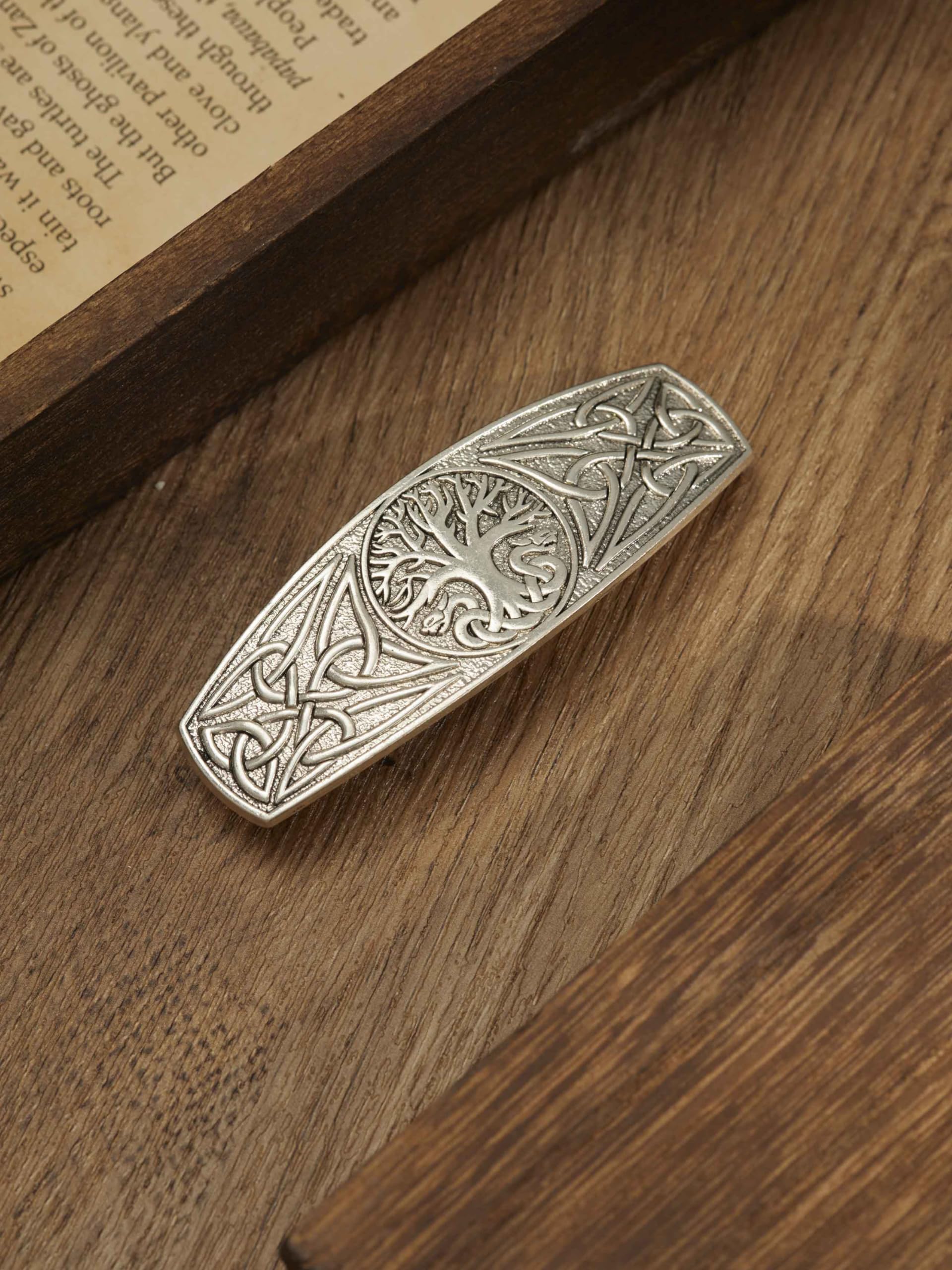 Snapklik.com : HAQUIL Viking Tree Of Life Rectangular Hair Clip