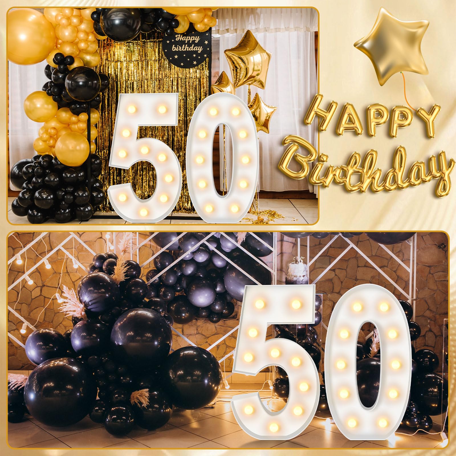 Retisee 4 ft Lighted Marquee Numbers Giant Mosaic Numbers Frame Set ...