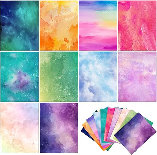 Amazon.com: Gersoniel 40 Sheet Watercolor Scrapbook Paper 8.5 x 11 Inch ...