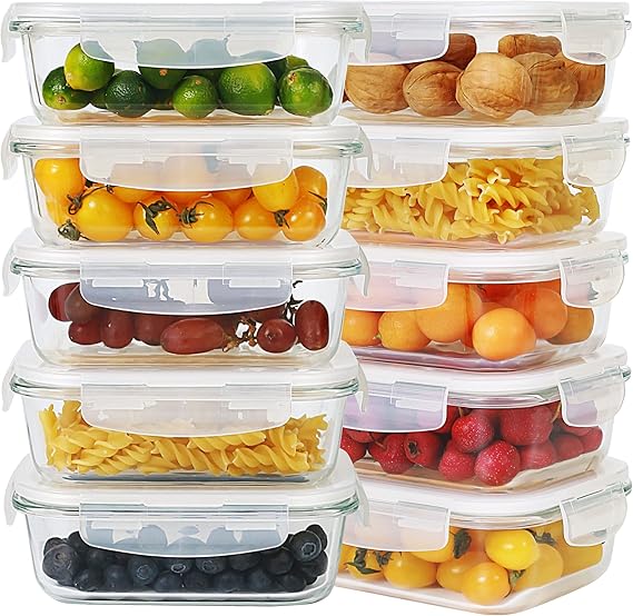 Amazon.com: DAS TRUST 10 Pack Glass Meal Prep Containers Meal Prep ...