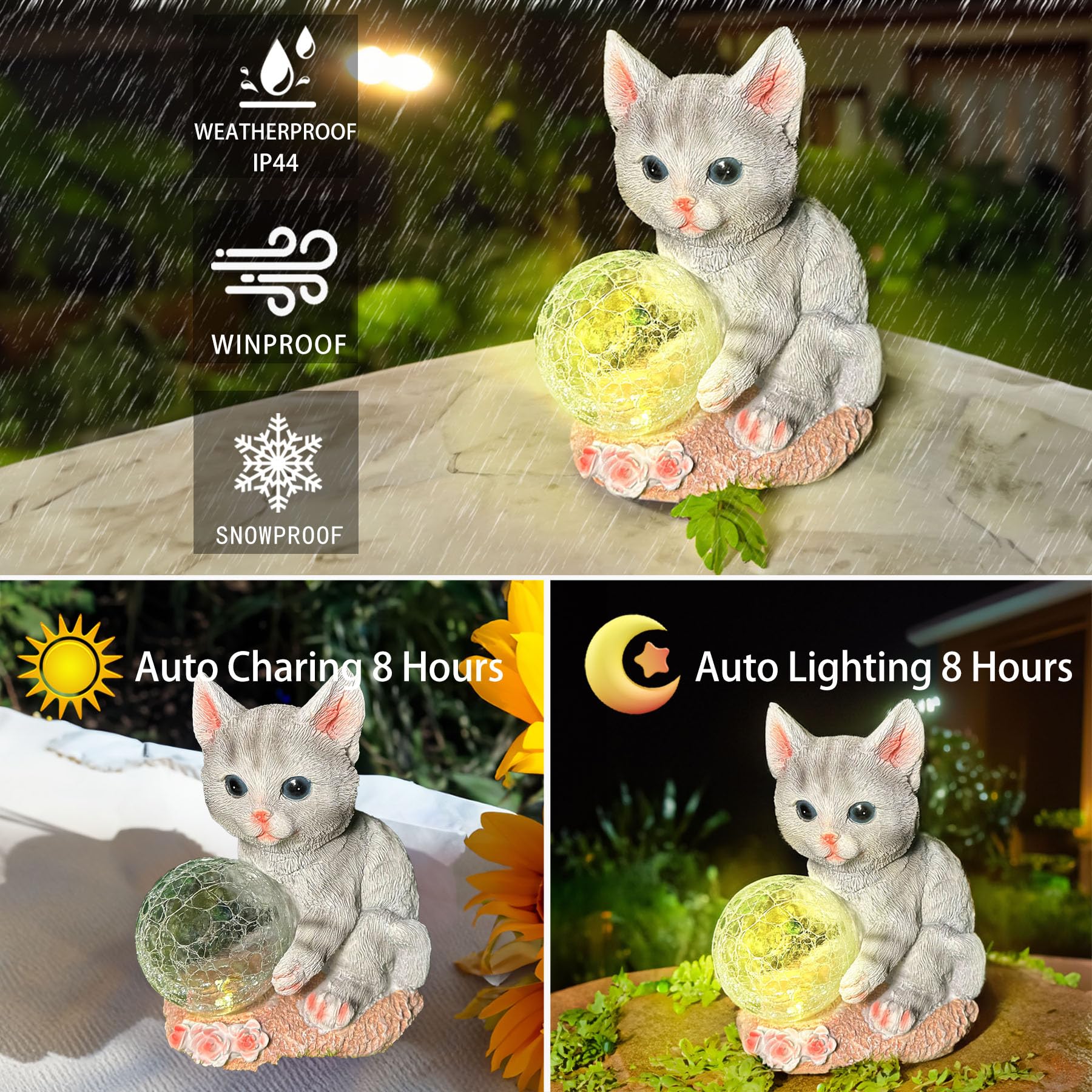 Snapklik.com : Funny Cat Garden Light - Durable Solar Cat Garden Statue ...