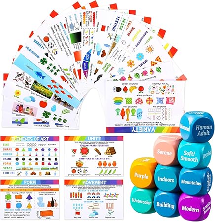 Amazon.com: Pajean 25 Pcs Art Dice Game 9 Art Inspiration Dice 16 ...