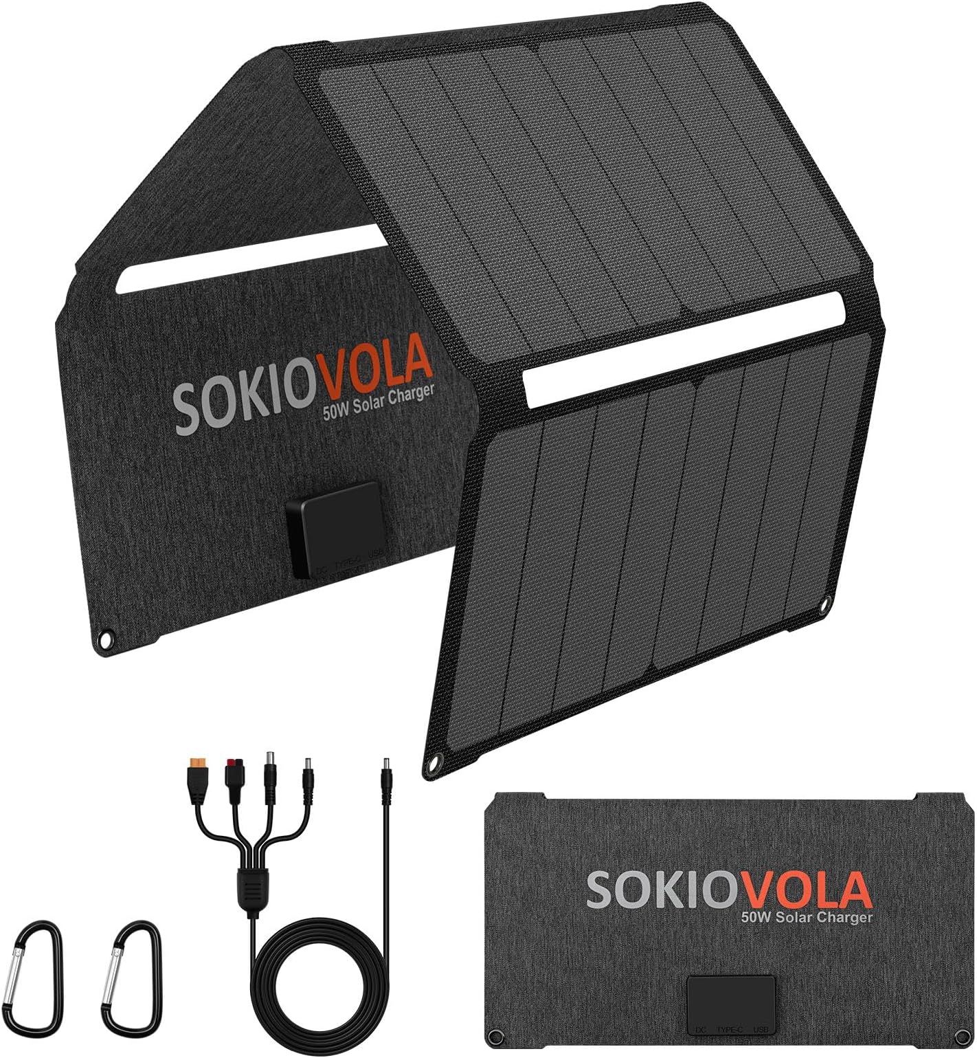 Amazon.com: SOKIOVOLA Foldable Solar Panel 50W Portable Solar Panel ...
