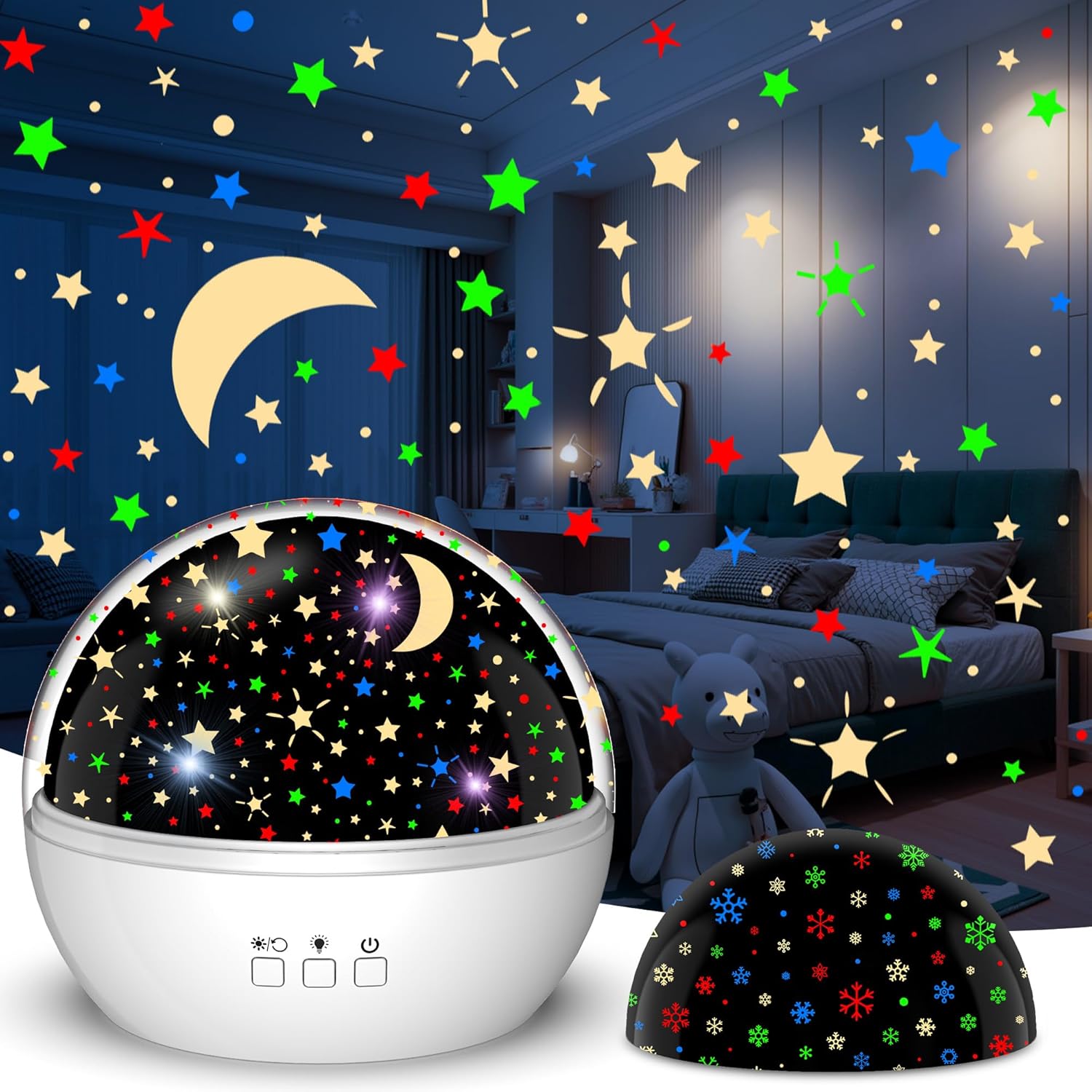 Star Projector Night Light for Kids, Baby Night Lights with Snowflake ...