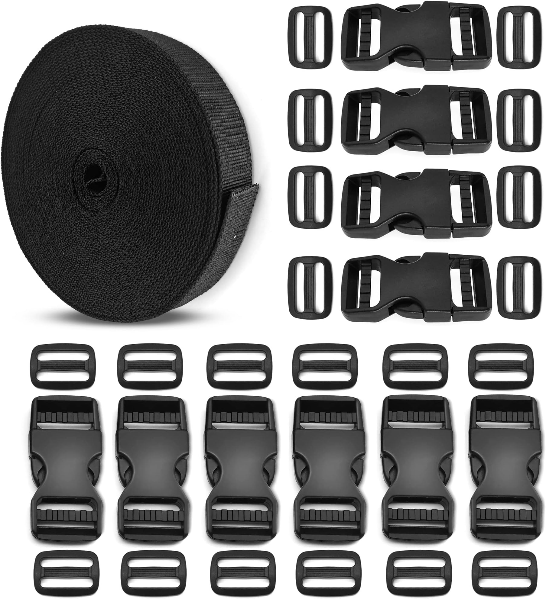 Buckles Strap Set of 1 inch,10 Yards Webbing With 10 pcs Nylon Quick ...