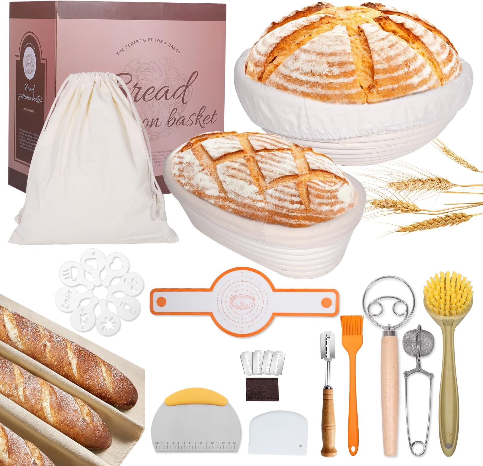 Amazon.com: Santiago Design® | Banneton Bread Proofing Basket Set ...