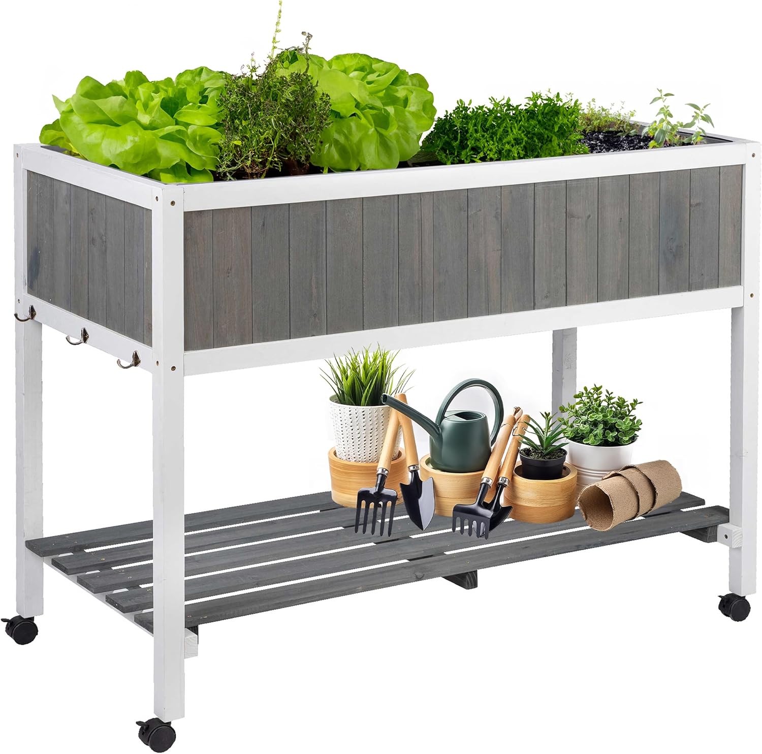 ONVAYA® Hochbeet mit Rollen aus Holz für Balkon & Terrasse ...