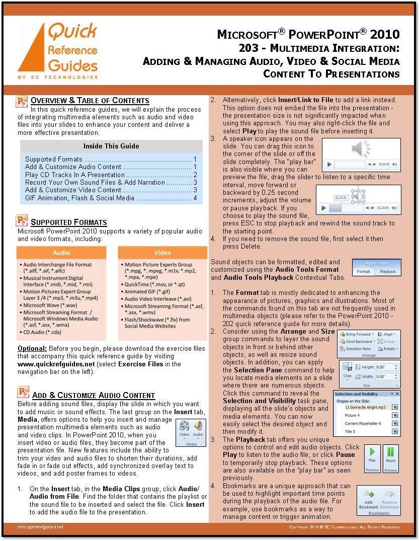Amazon.com : Microsoft POWERPOINT 2010 Quick Reference Guide ...