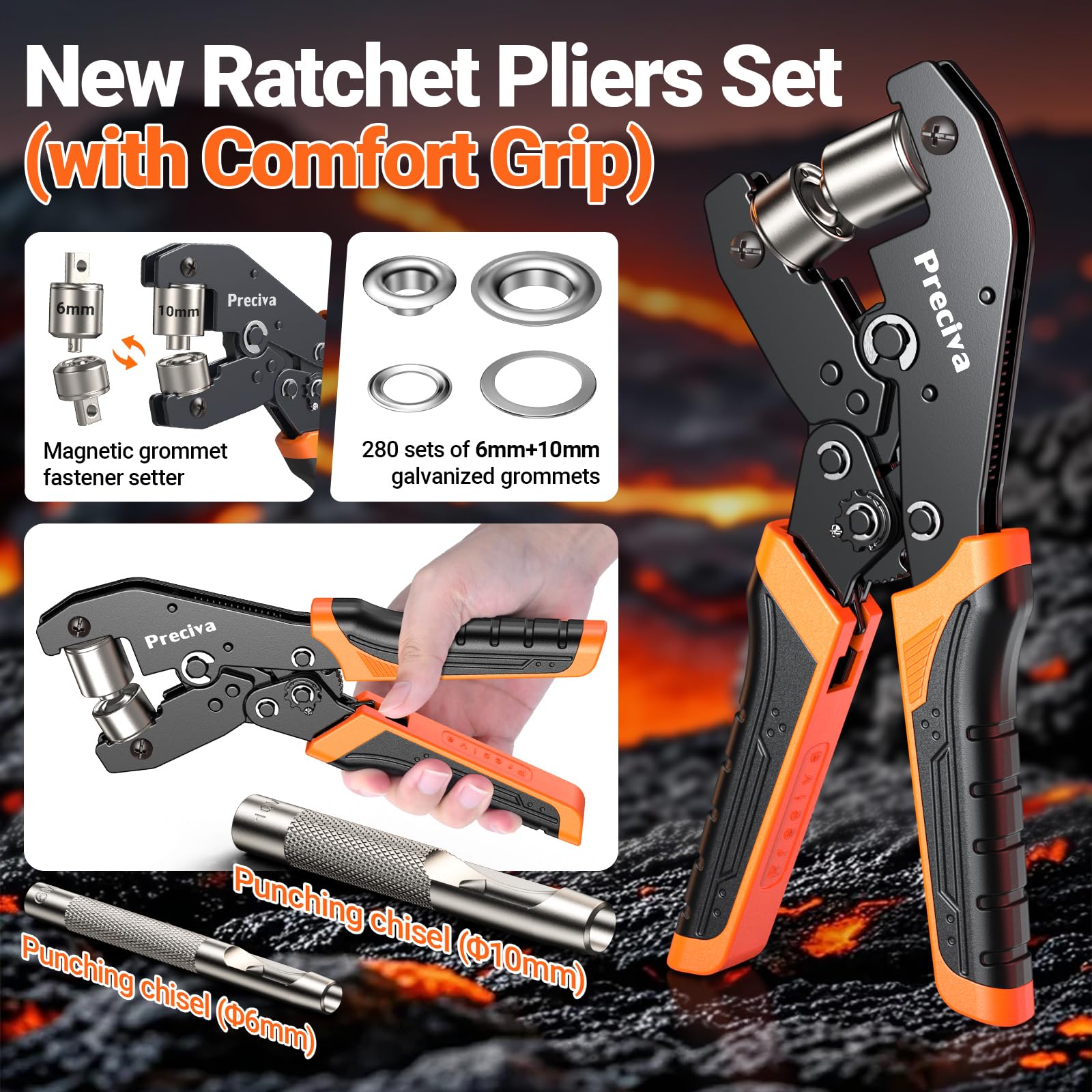 Snapklik.com : Preciva Grommet Tool Kit Of 3/8" And 1/4 ...