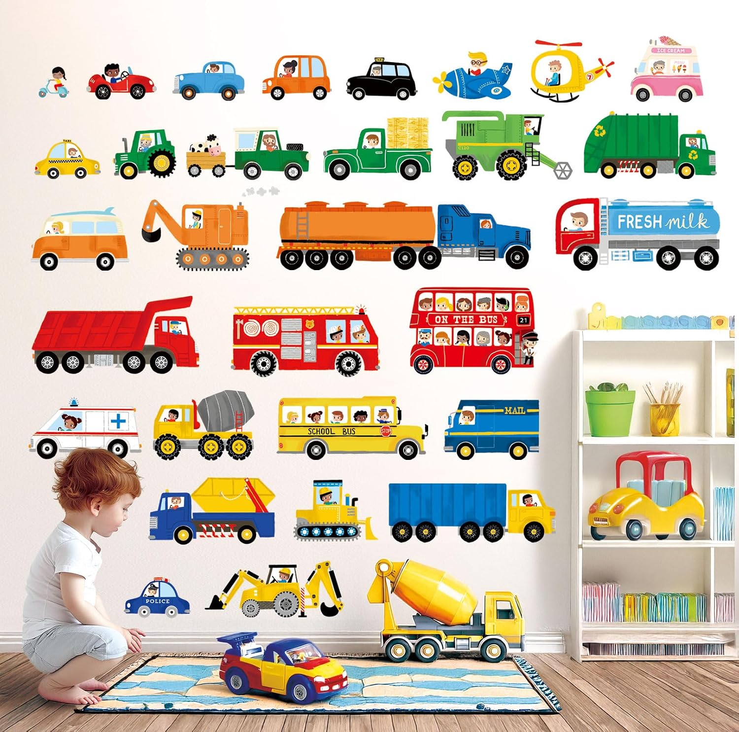 Amazon.com: DECOWALL DS9-8064 Transport and Vehicles Wall Stickers ...