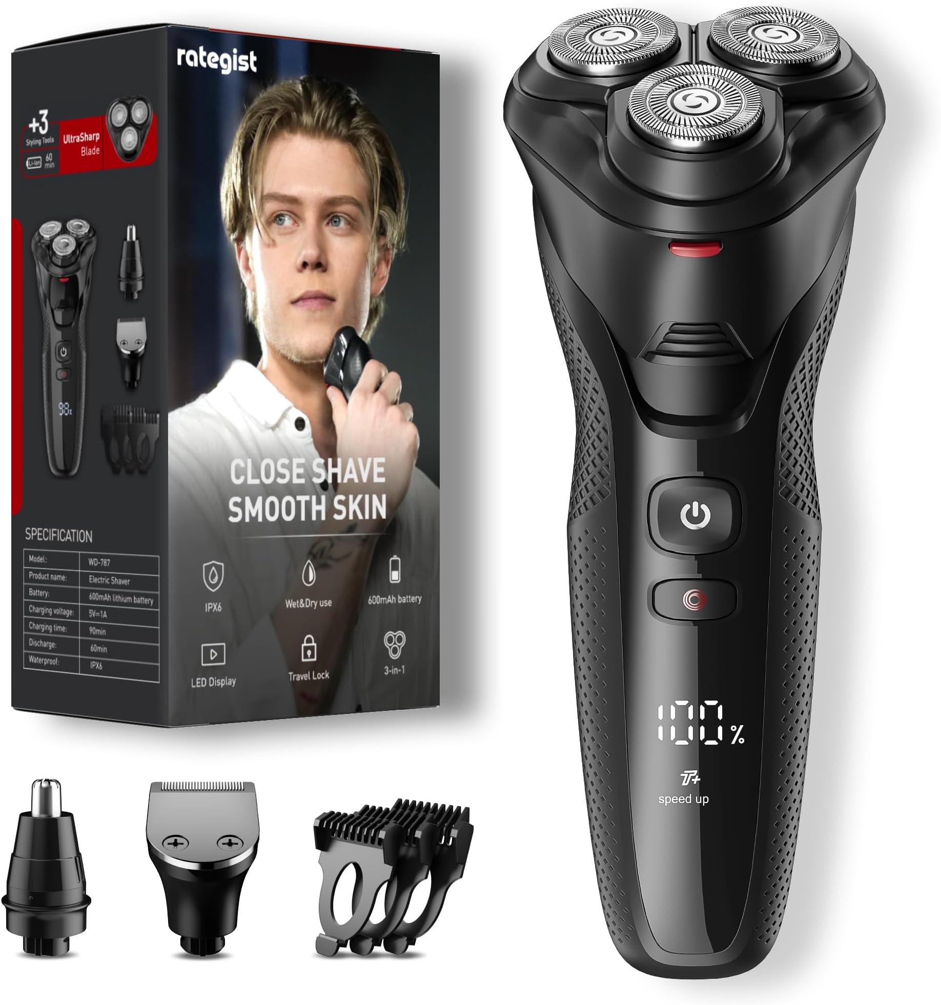 Amazon.com: Electric Razor for Men, rategist Rechargeable Electric ...