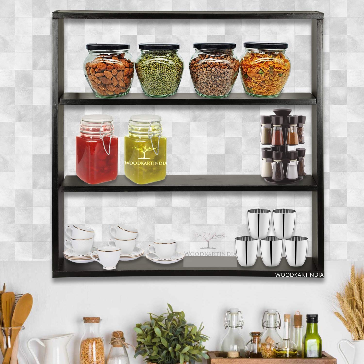 WOOD KARTINDIA Woodkartindia MDF Kitchen Wall Shelf,Laminated Finish ...