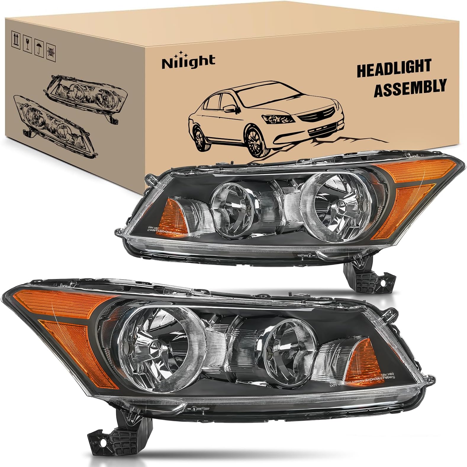 Amazon.com: Headlights Assembly Set of 2 Replacement for 2008 2009 2010 ...