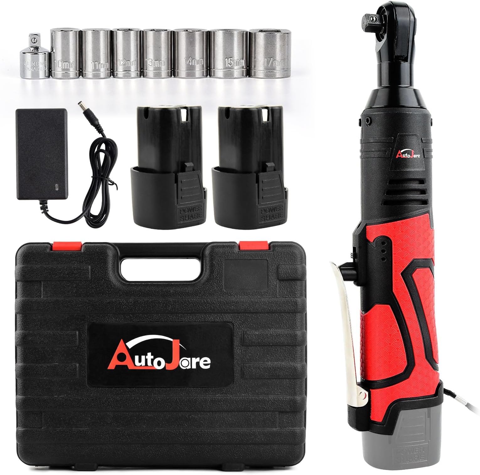 Amazon.com: AUTOJARE 18V Cordless Electric Ratchet Wrench Set 3/8 ...