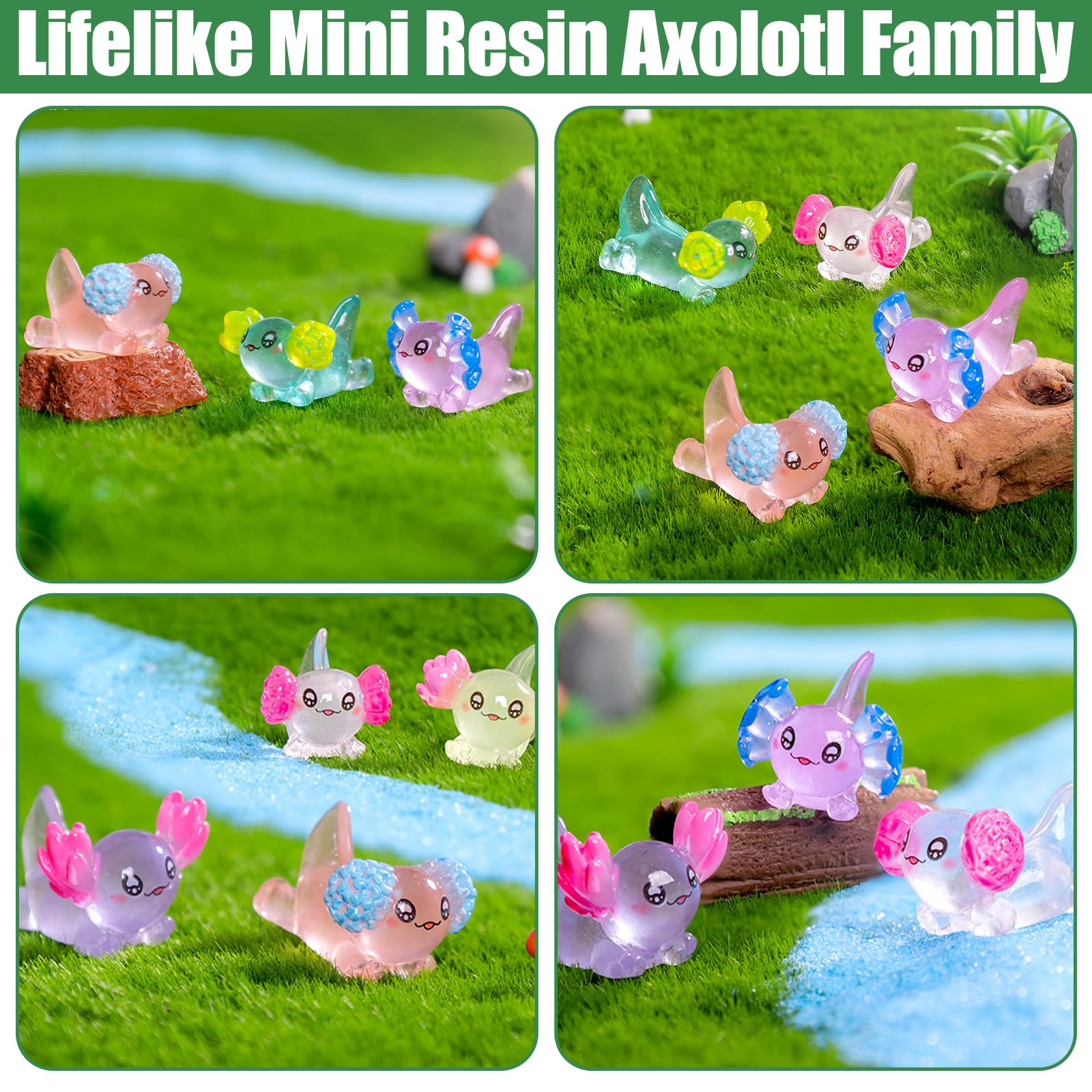 Mini Axolotl Toy, 30 Pcs Mini Resin Animals Axolotls for Mine Craft, 6 ...