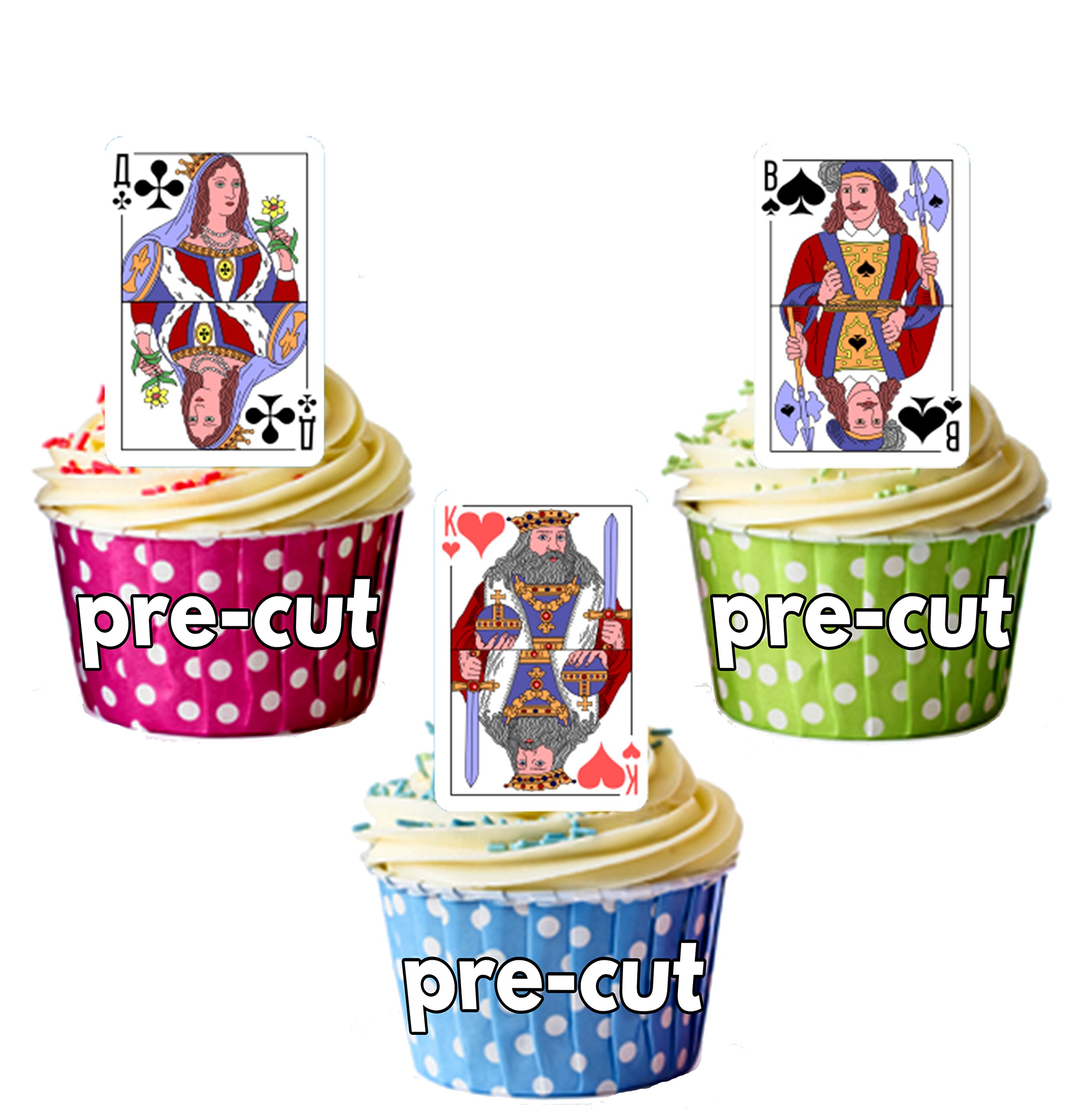 Edible Cake Decorations Playing Cards Casino Cupcake Toppers, Handmade